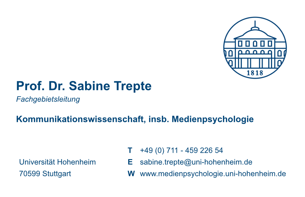 Prof. Dr. Sabine Trepte: Fachgebiet für Kommunikationswissenschaft ... Prof. Dr. Sabine Trepte: Fachgebiet für Kommunikationswissenschaft ...